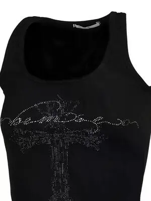 BOHEMSEO Ribbed Embellished Cross Tank Top