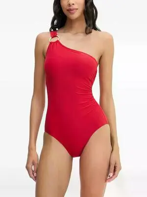 Michael Kors One-shoulder Ring Detail Swimsuit - Red