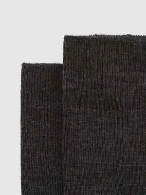 REISS Wool-cotton Fine-rib Socks - Charcoal