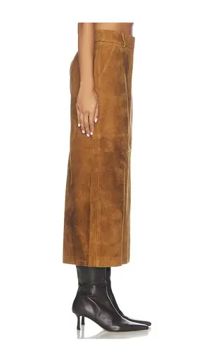 AEXAE Leather Suede Maxi Skirt In . Also