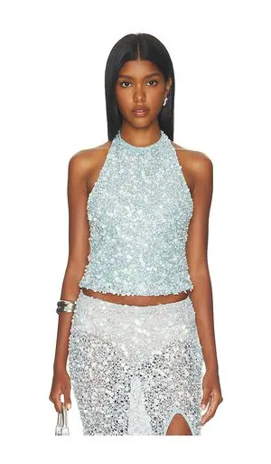 LA FUORI Isolde Lace Top In . Also - Blue