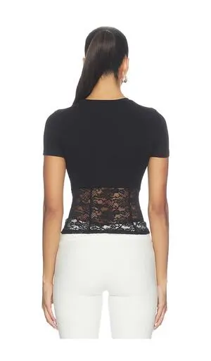 Michael Lauren Ember Rib Lace Shortsleeve Tee In . Also