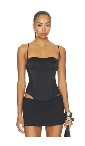 AUTEUR Lotus Mesh Side Corset Top In . Also - Black