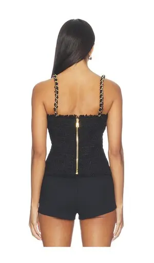 Balmain Chain Straps Tweed Top In . Also