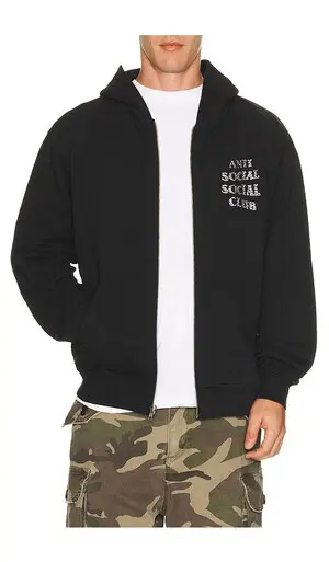 ANTI SOCIAL SOCIAL CLUB Rhinestone Zip Up Hoodie In . Also - Black