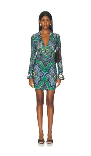 Alice + Olivia Freya Fitted Nipped Waist Button Down Mini Dress In . Also - Green