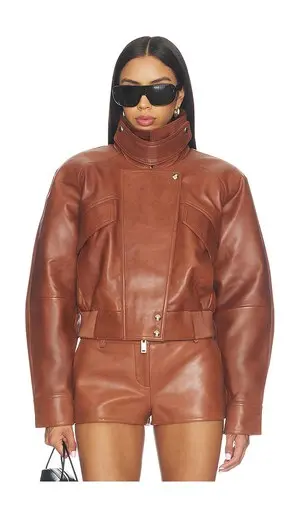 Retrofete Lykke Leather Jacket In . Also - Brown