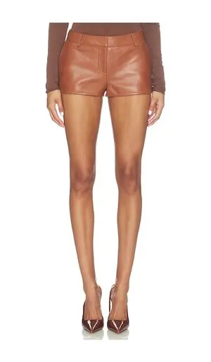 Retrofete Valesia Leather Short In . Also - Brown