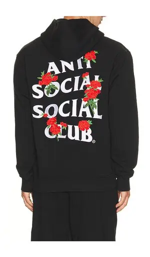 ANTI SOCIAL SOCIAL CLUB Embroidered Rose Kkotch Hoodie In . Also - Black