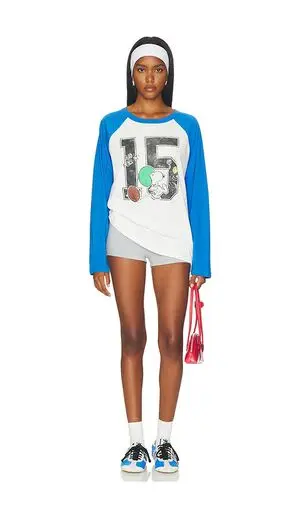 Daydreamer Peanuts Go For It Oversized Raglan Long Sleeve Tee In . Also
