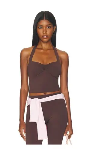 RUNAWAY THE LABEL Sammy Backless Halter Top In . Also - Chocolate