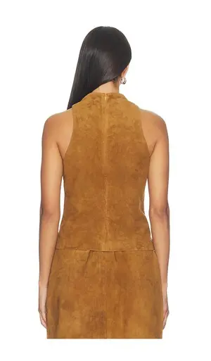 AEXAE Lamb Leather Suede High Neck Top In . Also