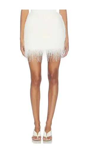 AEXAE Polyester Fringe Mini Skirt In . Also - Cream