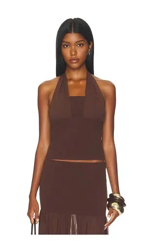 SEVEN WONDERS Nyra Tailored Halter Top In . Also - Chocolate