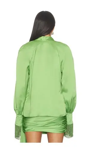 ROWEN ROSE Long Sleeve Fringe Top In . Also