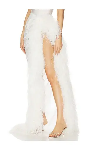 BRONX BANCO Belle Blanc Feather Trim Skirt