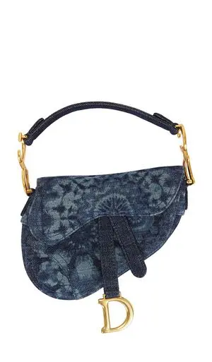 FWRD RENEW Dior Kaleidoscopic Tie Dye Denim Mini Saddle Bag - Blue
