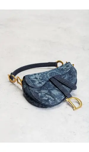 FWRD RENEW Dior Kaleidoscopic Tie Dye Denim Mini Saddle Bag