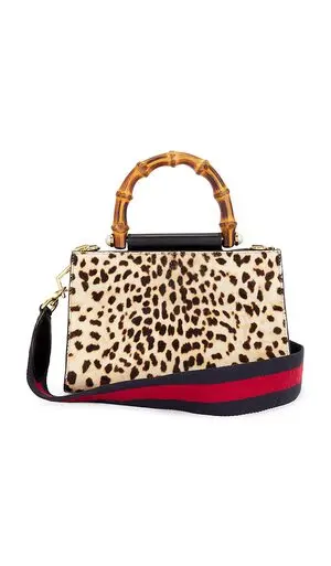 FWRD RENEW Gucci Leopard Print Calf Hair Bamboo Nymphaea Handbag - Brown