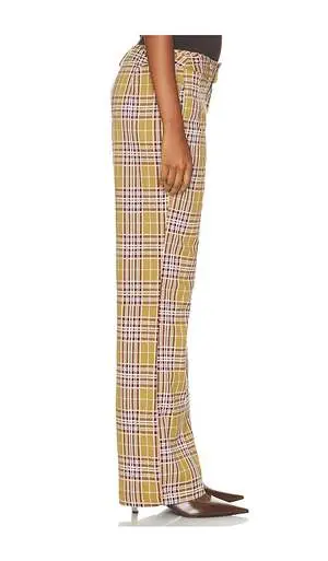 Free People Plaid Slim Trousers