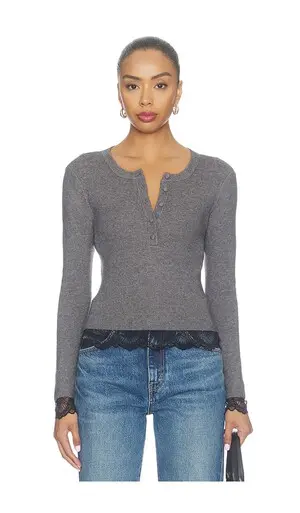 Generation Love Lace Trim Henley Sweater