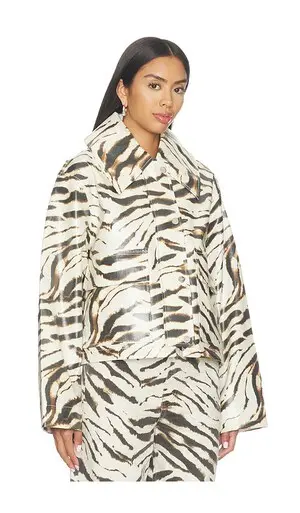 GANNI Printed Laminated Cotton Canvas Barn Jacket In . Also