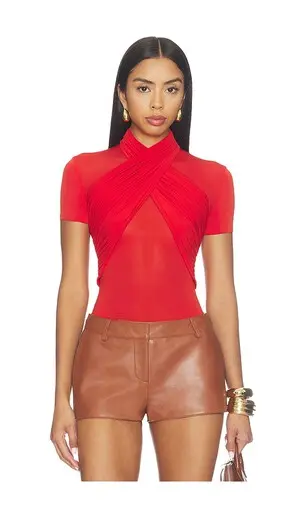 FRANÃ§OISE Odessa Short Sleeve Top In . Also - Red