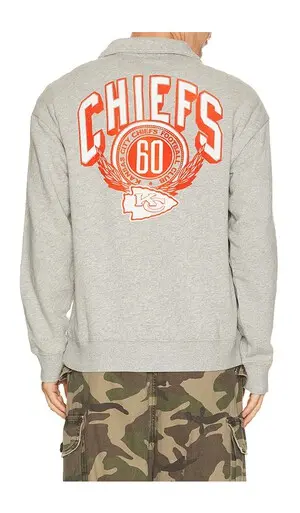 Junk Food Chiefs Flocked Quarter Zip Sweatshirt In . Also - Grey