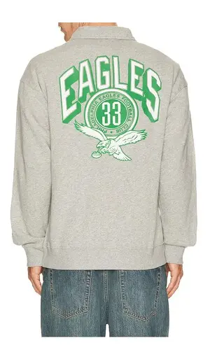 Junk Food Eagles Flocked Quarter Zip Sweatshirt In . Also - Grey