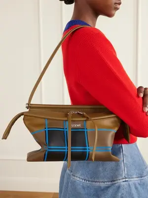 Loewe Whisker Checked Leather Shoulder Bag