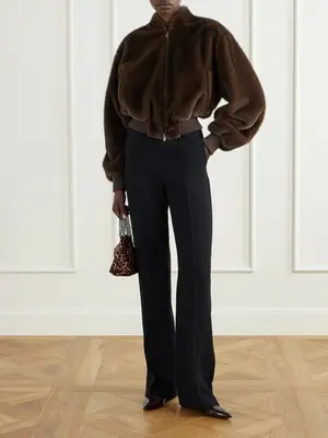 Stella McCartney Cropped Plush Bomber Jacket