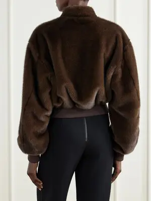 Stella McCartney Cropped Plush Bomber Jacket