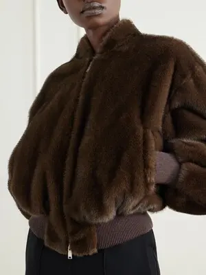 Stella McCartney Cropped Plush Bomber Jacket