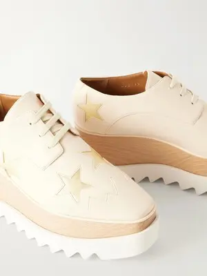 Stella McCartney Elyse Wood-trimmed Vegetarian Material Platform Brogues