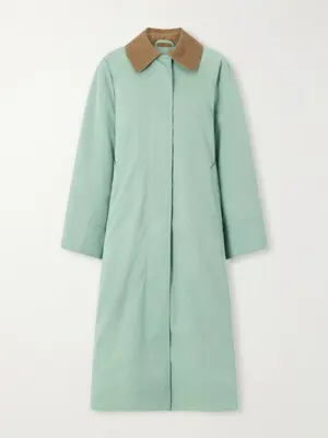 SKALL STUDIO Gaby Organic Cotton Coat With Corduroy Trim - Green