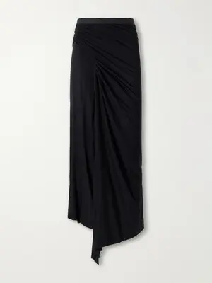 Rick Owens Anthem Draped Jersey Midi Skirt - Black
