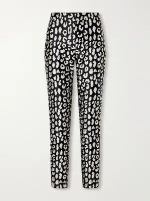 Carolina Herrera Leopard-patterned Jacquard Slim-leg Pants