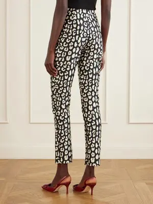 Carolina Herrera Leopard-patterned Jacquard Slim-leg Pants