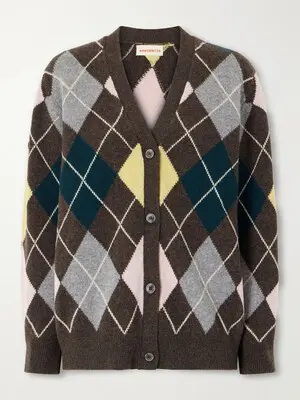 Daughter Ava Argyle Wool Cardigan - Multi