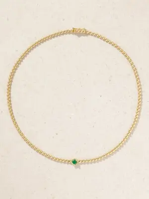 JENNIFER MEYER 18-karat Gold Emerald Necklace - Green