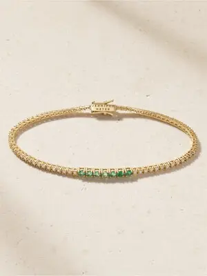 JENNIFER MEYER 18-karat Gold, Diamond And Emerald Tennis Bracelet - Green
