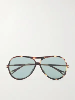 Chloé Tubolar Aviator-style Recycled Tortoiseshell Acetate Sunglasses - Brown