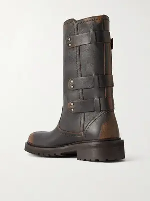GOLDEN GOOSE Kurt Distressed Leather Knee Boots
