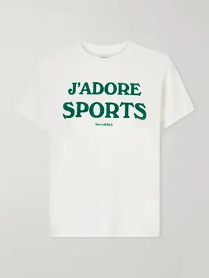SPORTY & RICH J'adore Printed Cotton-jersey T-shirt - White