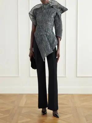 Maticevski Scintilla Asymmetric Crinkled-georgette Blouse