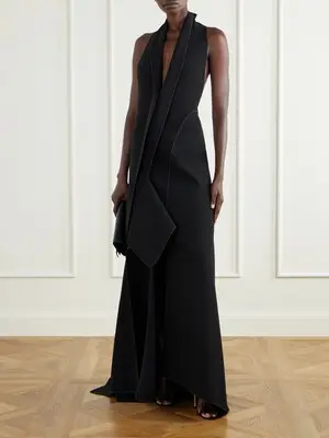 Maticevski Allude Halterneck Draped Crepe Gown