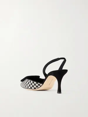 Manolo Blahnik Mayslibi Houndstooth Slingback Pumps