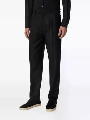 BRETT JOHNSON Pleated-detail Tailored Trousers - Black