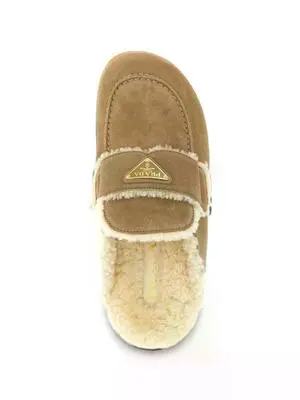 Prada Suede And Shearling Mules