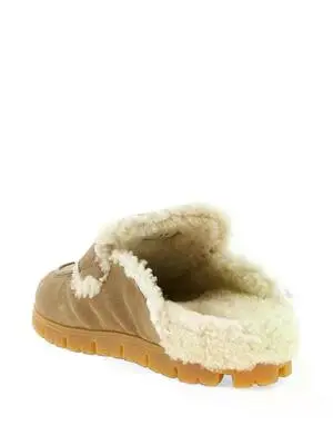 Prada Suede And Shearling Mules